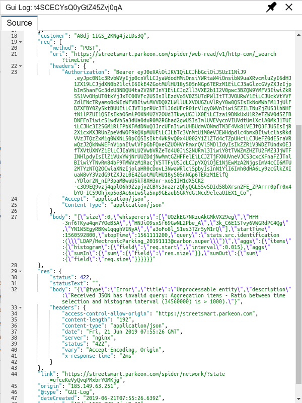 GUI errors are caught and sent to server | Spider